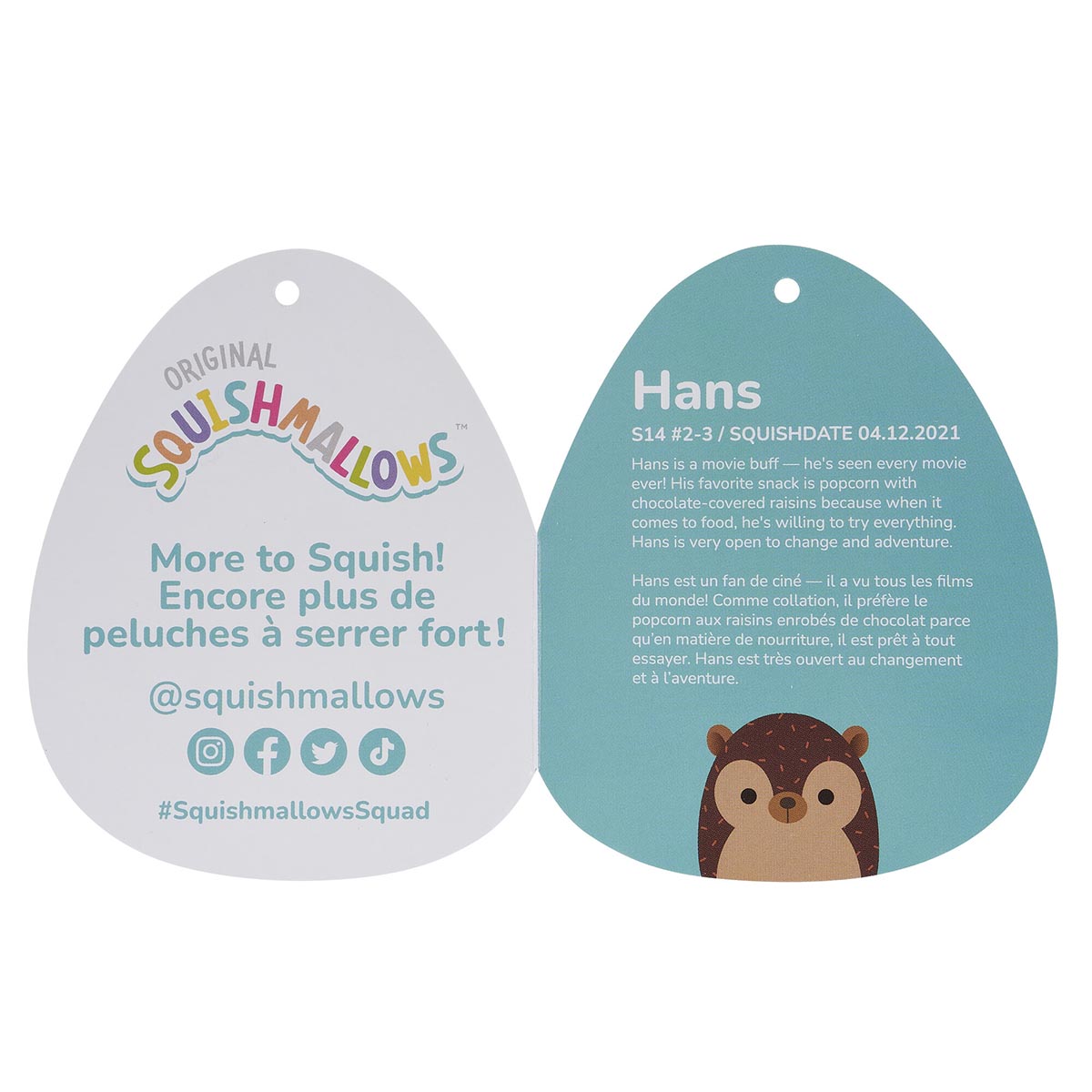 Squishmallows 14" Hans the Brown Hedgehog | Jazwares